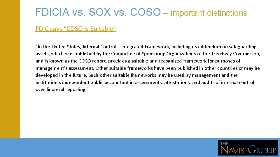 COSO FDICIA SOX 101 FOR BOARDS AUDIT COMMITTEES
