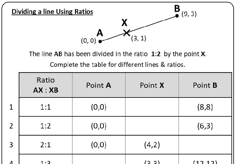 Line Segments Ratios Worksheet A The worksheet is