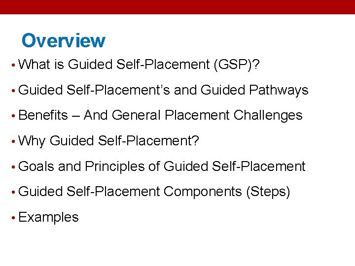 Guided SelfPlacement Welcome to the webinar The presentation