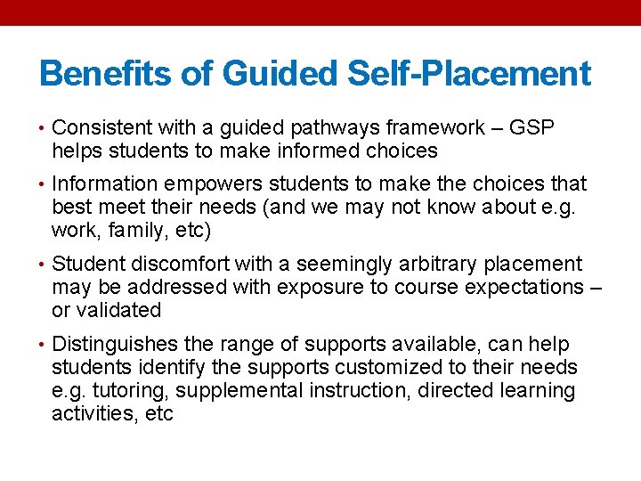 Guided SelfPlacement Welcome to the webinar The presentation