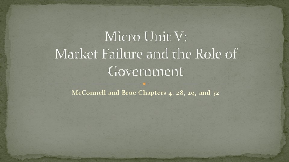 Micro Unit V Market Failure and the Role