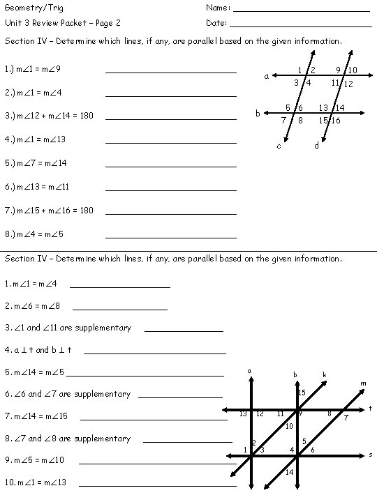 GeometryTrig Name Unit 3 Review Packet Date Section