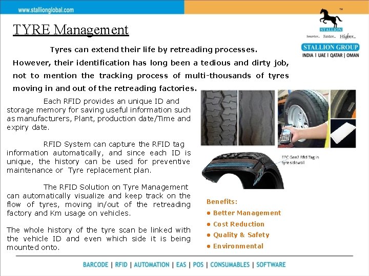 RFID BASED TYRE MANAGEMENT SOLUTION Presented By Stallion