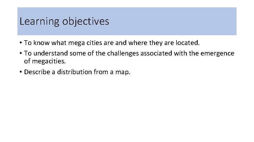 The global pattern of urban change Urban trends
