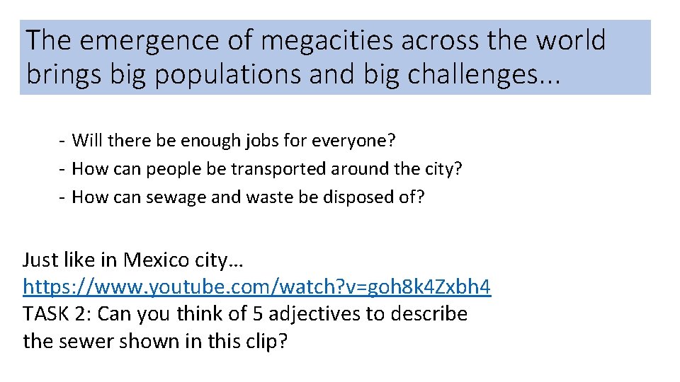 The global pattern of urban change Urban trends