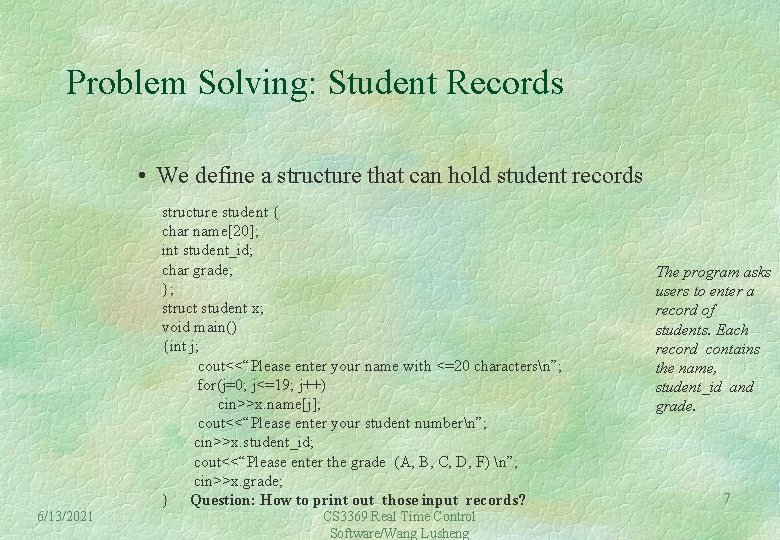 Lecture 6 Structure and Class structure l solving