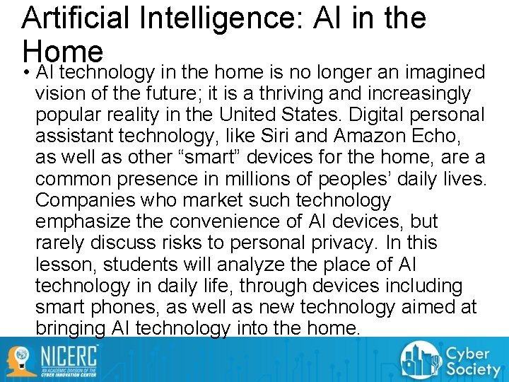 Artificial Intelligence AI in the Home Artificial Intelligence
