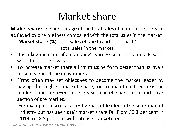 3 1 Setting marketing objectives AQA Alevel Business