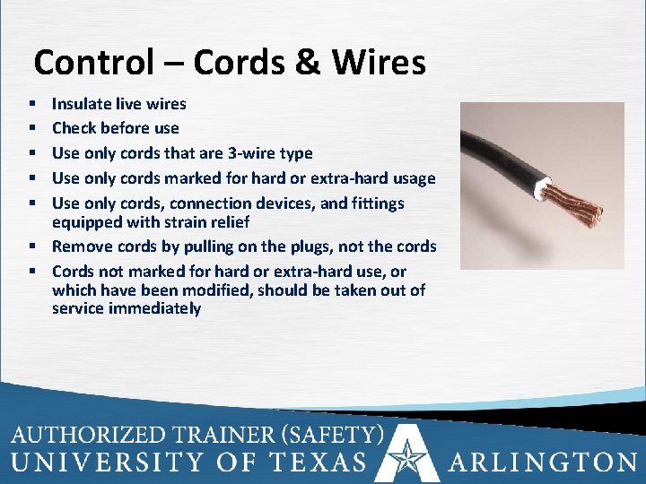 Electrical Safety Terminal Learning Objective Upon completion of