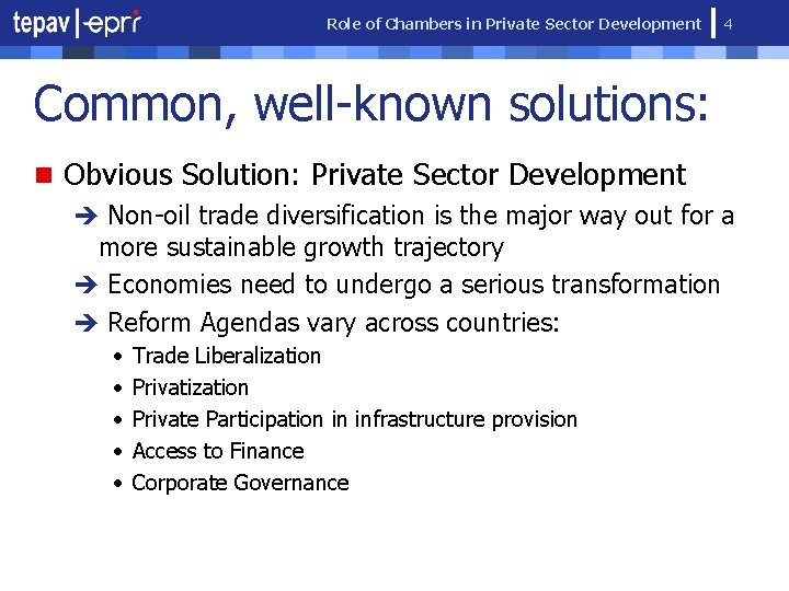 Role of Chambers in Private Sector Development Role