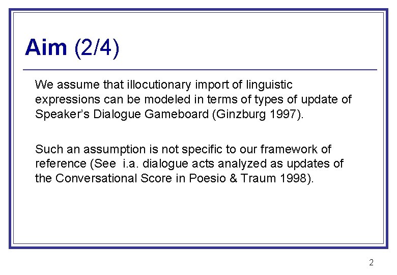 From Complex to Simple Speech Acts a Bidimensional