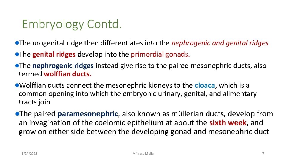 Embryology Malformations of The Female Genital Tract Mihretu