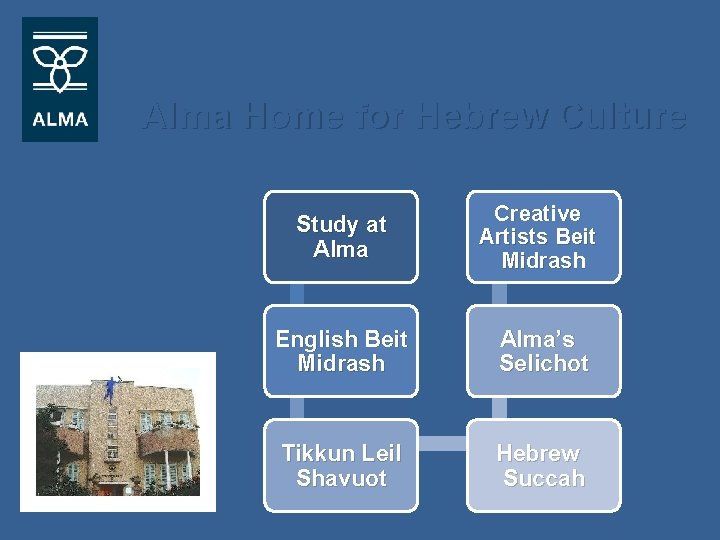 ALMA Home for Hebrew Culture Established 1996 ALMA