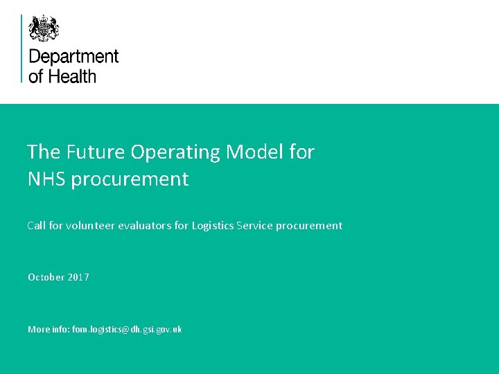 The Future Operating Model for NHS procurement Call