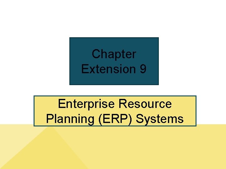 Chapter Extension 9 Enterprise Resource Planning ERP Systems