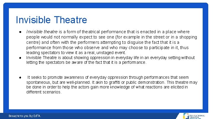 Augusto Boal Theatre Social Change Theatre offorthe Oppressed