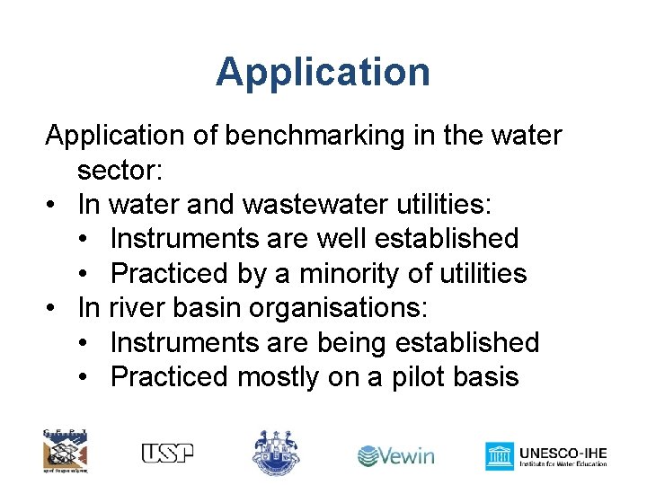 Benchmarking for Improved Water Utility Performance Benchmarking Water