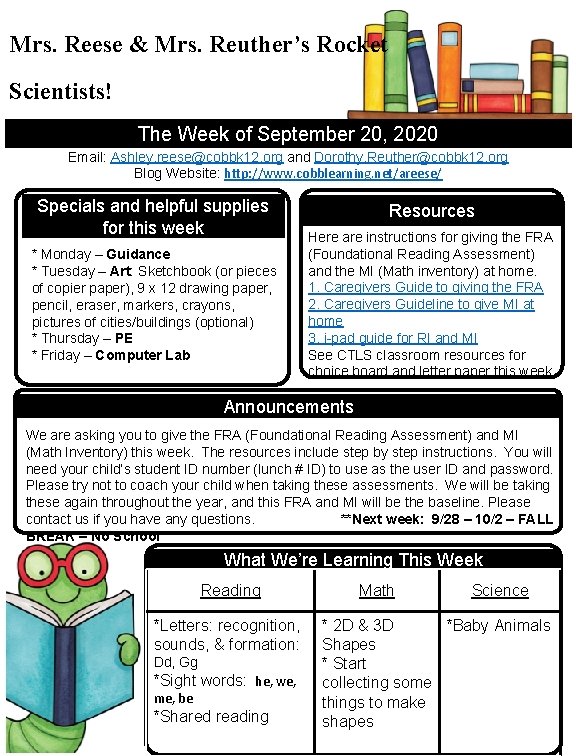 Mrs Reese Mrs Reuthers Rocket Scientists The Week