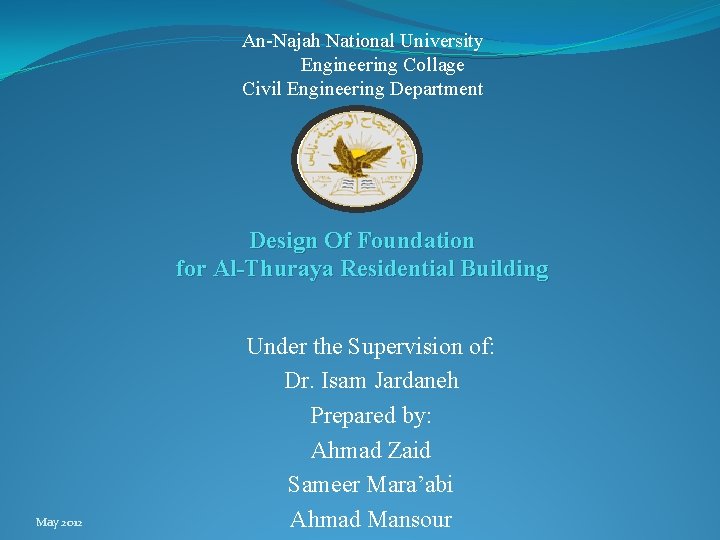 AnNajah National University Engineering Collage Civil Engineering ...