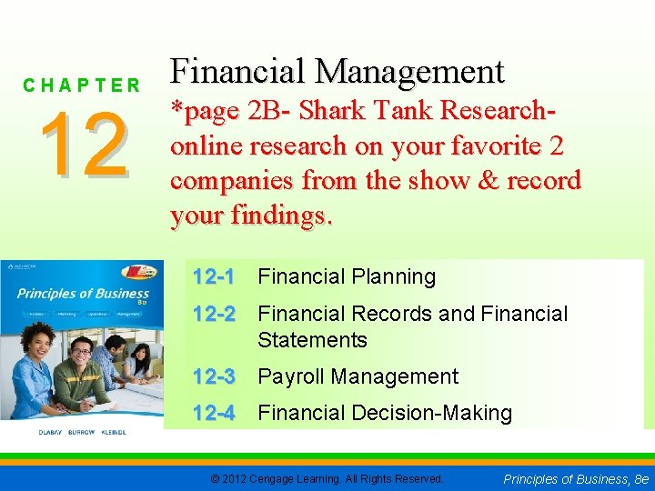 CHAPTER 12 Financial Management 12 SLIDE 1 page