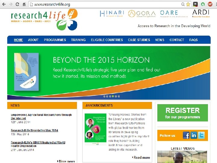 HINARI Portal Basic Course Module 3 Table of