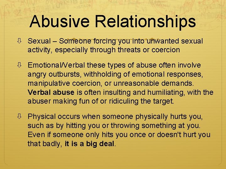 Relationships AIM What is the difference between Healthy