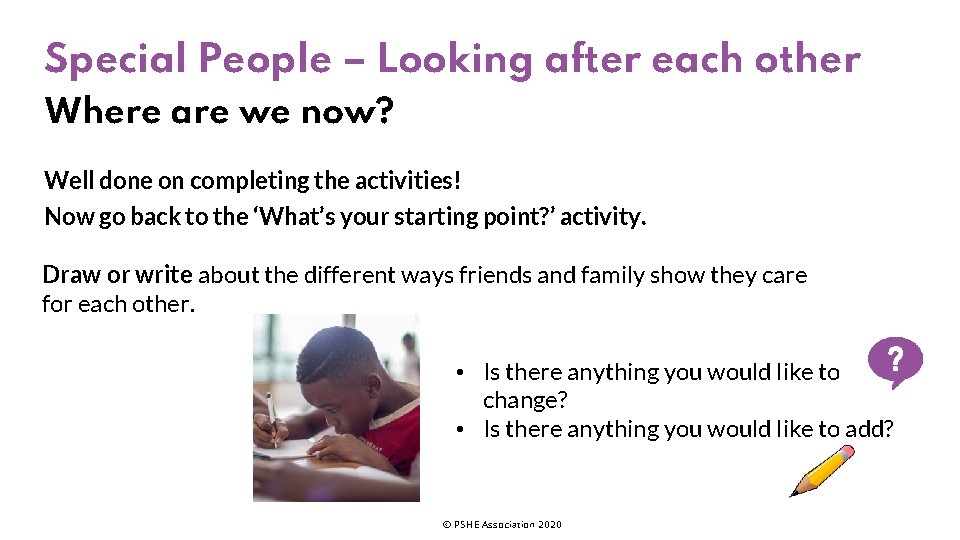 Relationships Our Special People Home Learning Looking after