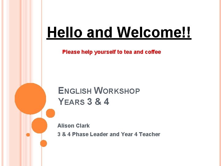 Hello and Welcome Please help yourself to tea