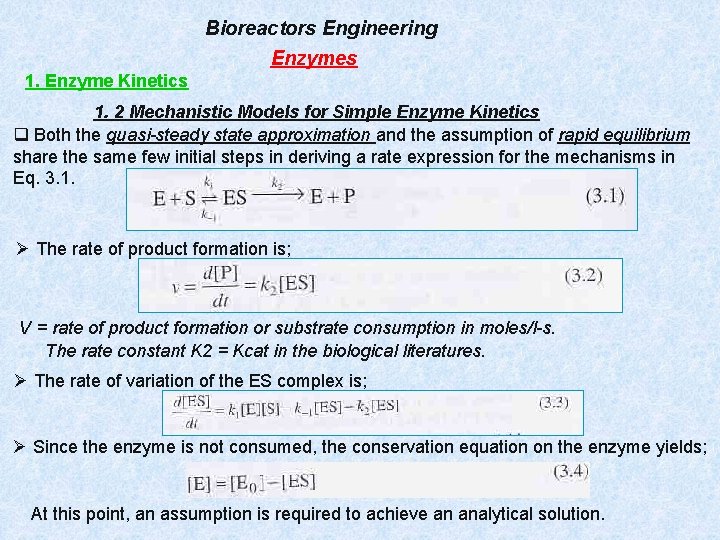Bioreactors Engineering Enzymes 1 Enzyme Kinetics 1 1