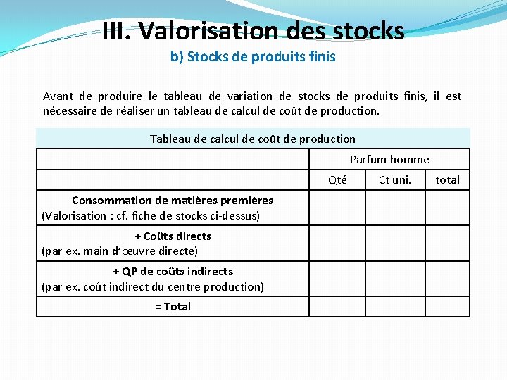 Analyse et calcul de cots DUT GEA Option