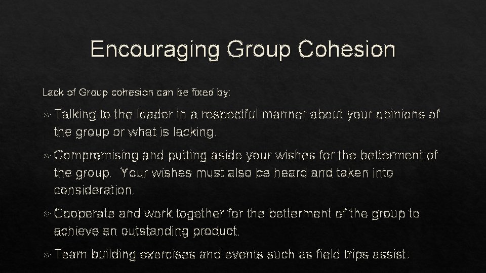 GROUP COHESION SOCIAL STUDIES FORM 2 3 Group