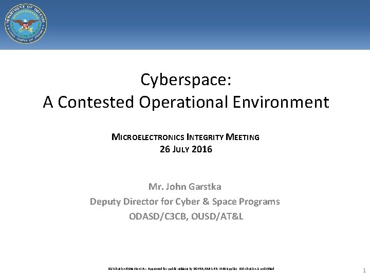 Cyberspace A Contested Operational Environment MICROELECTRONICS ...