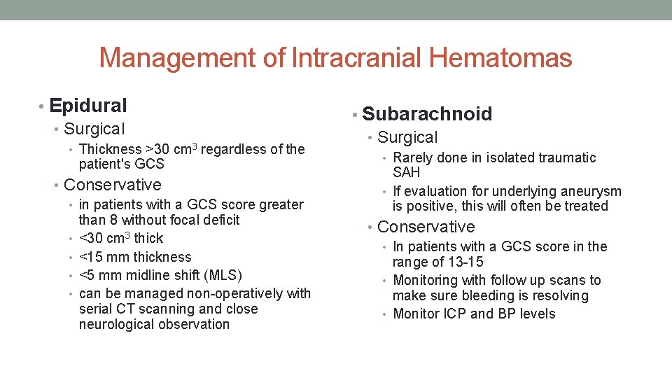 CURRENT TRENDS IN MANAGING SUBDURAL HEMATOMA INJURIES When