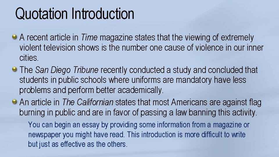 Csar E Chvez Campus Writing the Introductory Paragraph