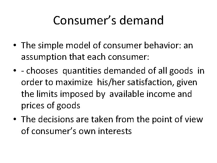 Consumer behavior and market demand Lecture 5 The