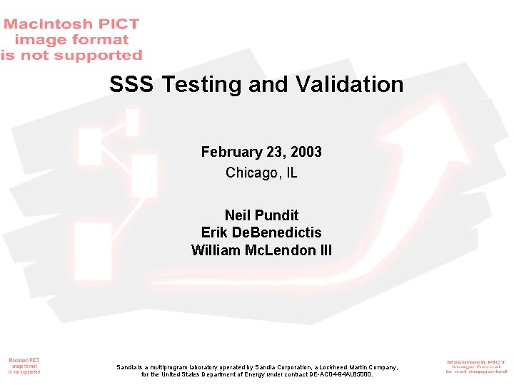 SSS Testing and Validation February 23 2003 Chicago
