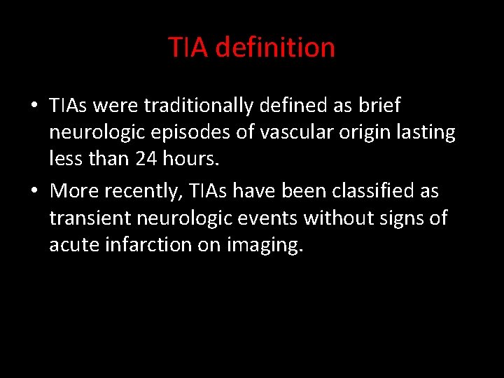 secondary prevention after a TIA or ischemic stroke
