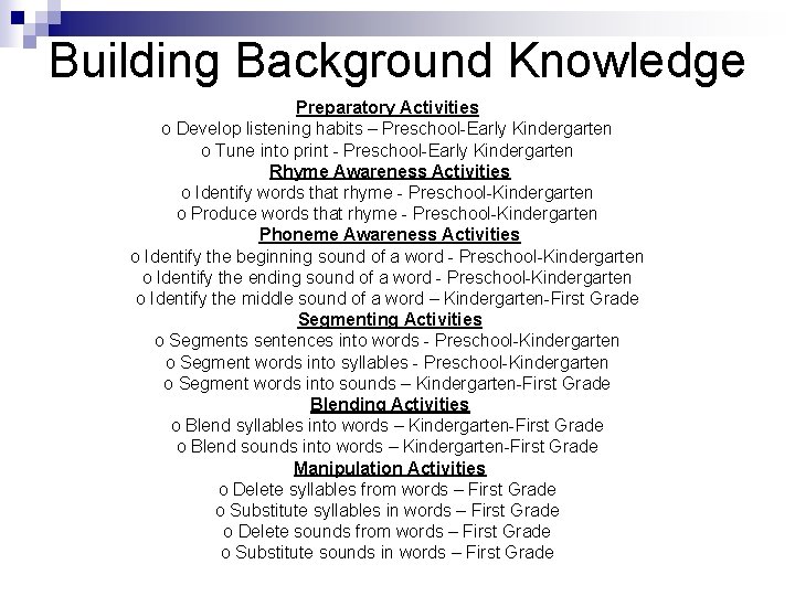 Professional Development Session Early Literacy Reading Skills Longfellow
