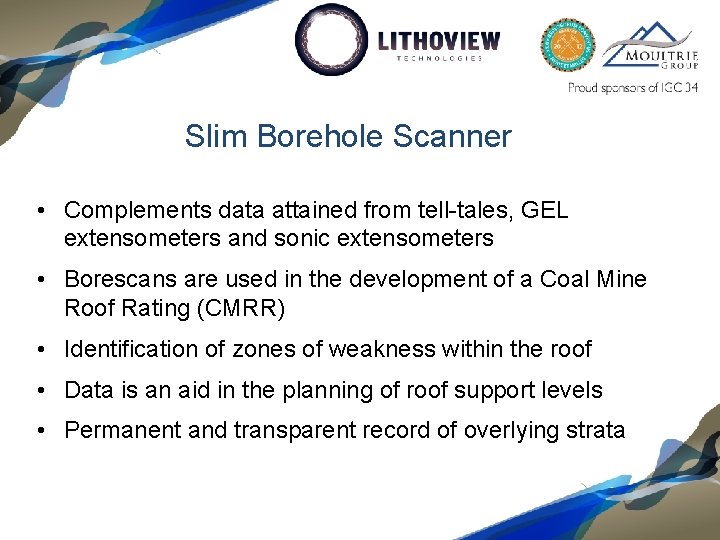Slim Borehole Scanner SBS An Update An Overview