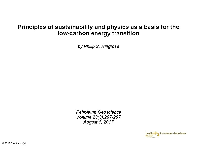 Principles of sustainability and physics as a basis