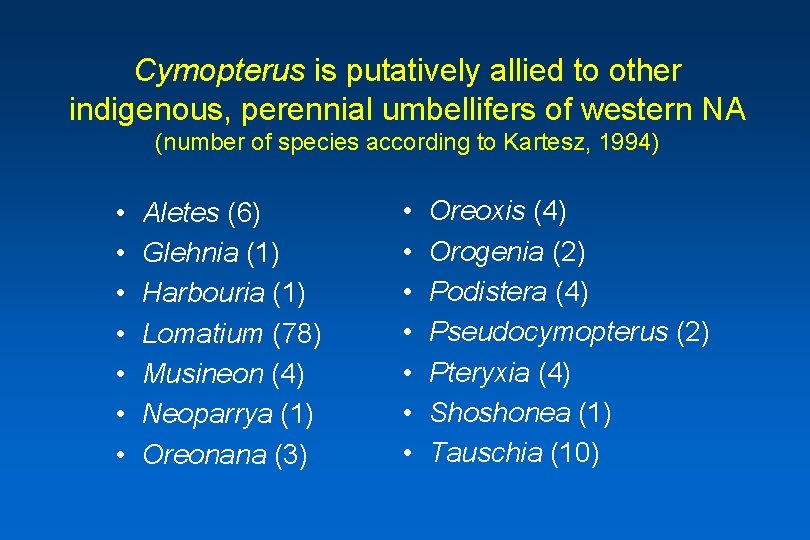 Relationships among the perennial endemic umbellifers of western