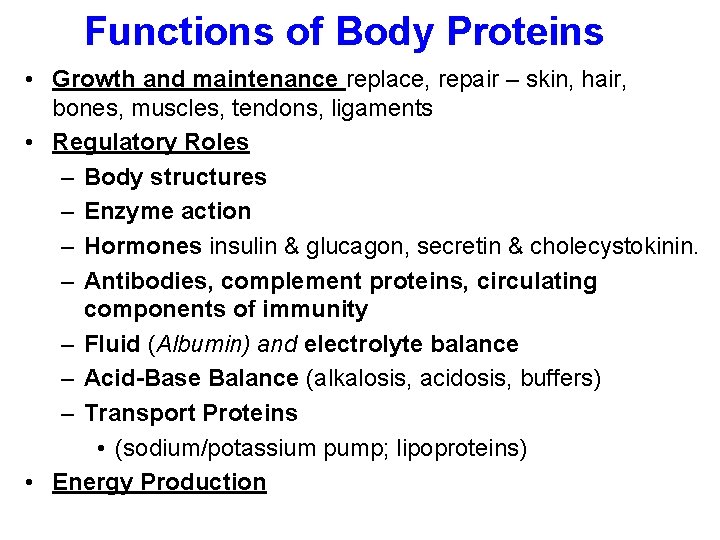 Proteins From Foods to Cells in the Body