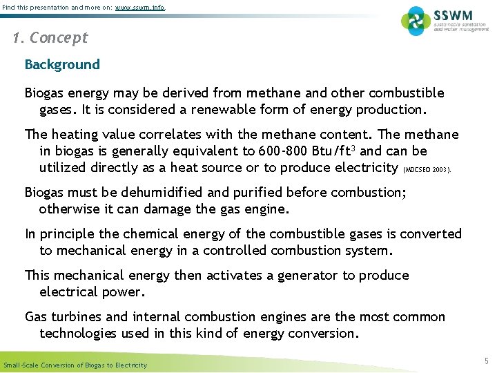 SmallScale Conversion of Biogas to Electricity Dexter Lo