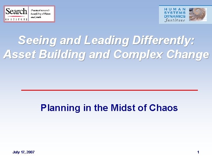 Seeing and Leading Differently Asset Building and Complex