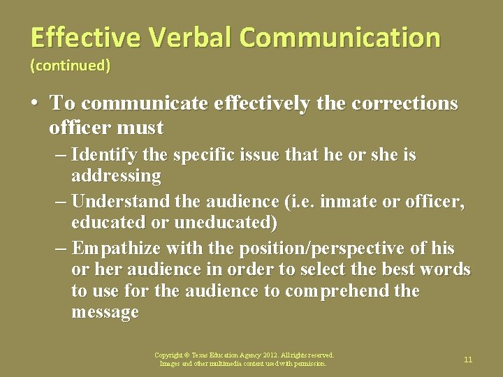 Professional Communication Correctional Services Copyright and Terms of