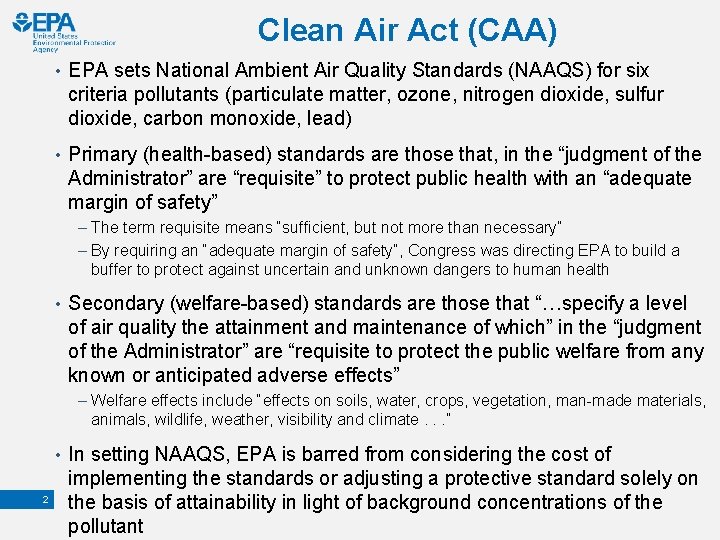 National Ambient Air Quality Standards NAAQS and Particulate