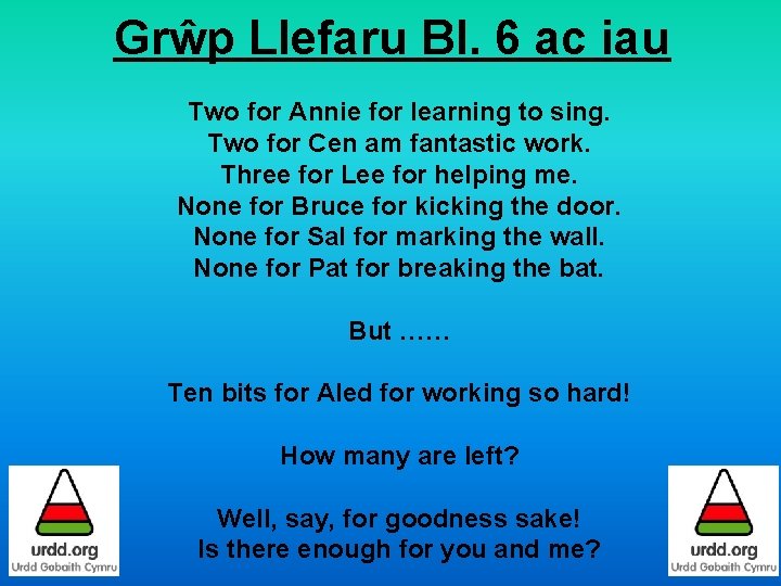 Grp Llefaru Bl 6 ac iau Faint sy