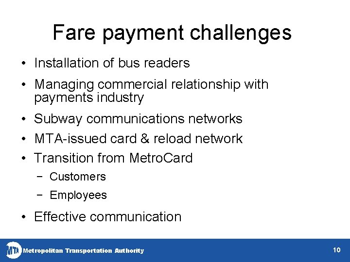 New Fare Payment Systems Update Presentation to Capital