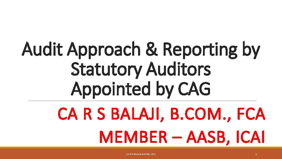 Audit Approach Reporting by Statutory Auditors Appointed by