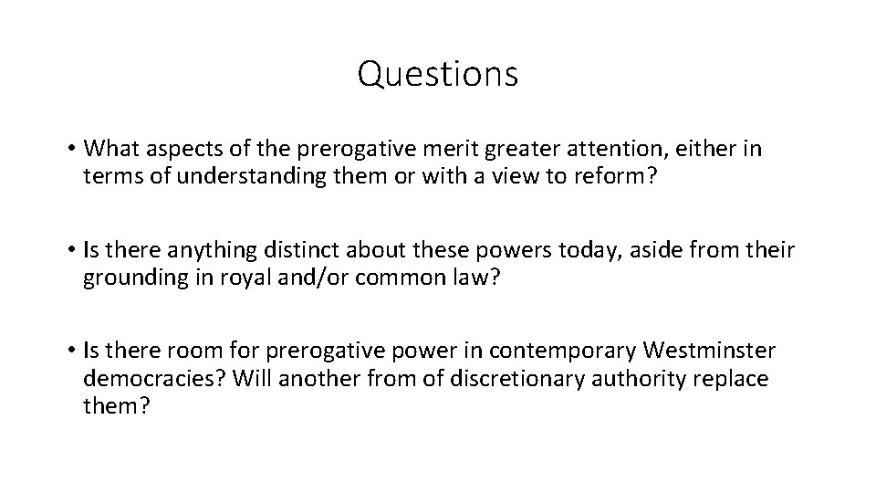 Prerogative Power Reform Avenues for Comparative Research Philippe